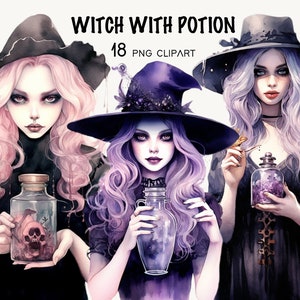 Halloween Witch Clipart Potion Magician Witch Clipart PNG Witches ...