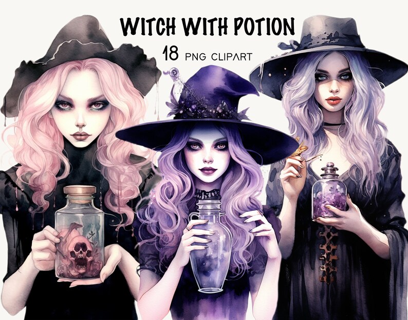 Halloween Witch Clipart Potion Magician Witch Clipart PNG - Etsy