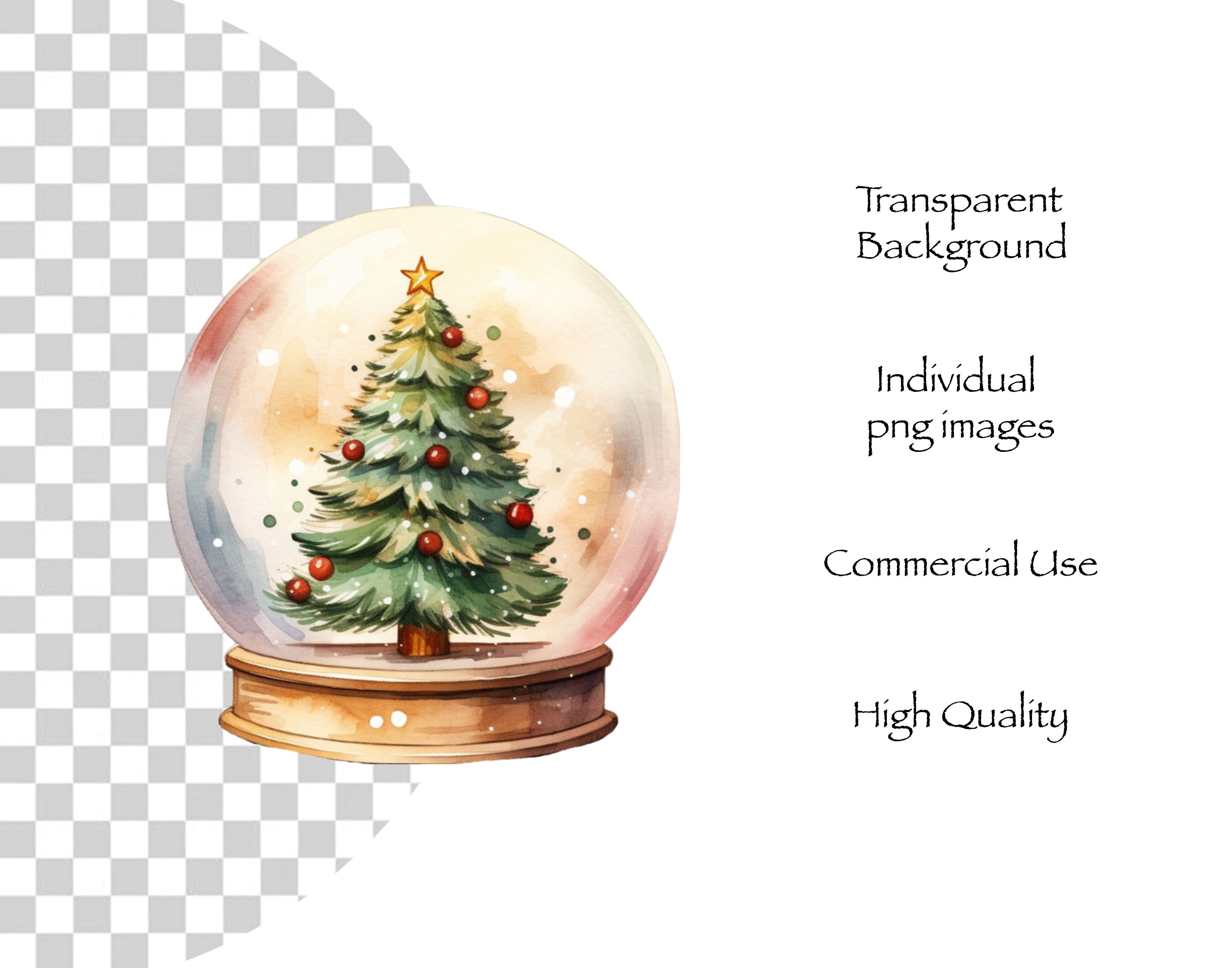 Christmas Tree Clipart Christmas Snow Globe Png Art Digital Download ...