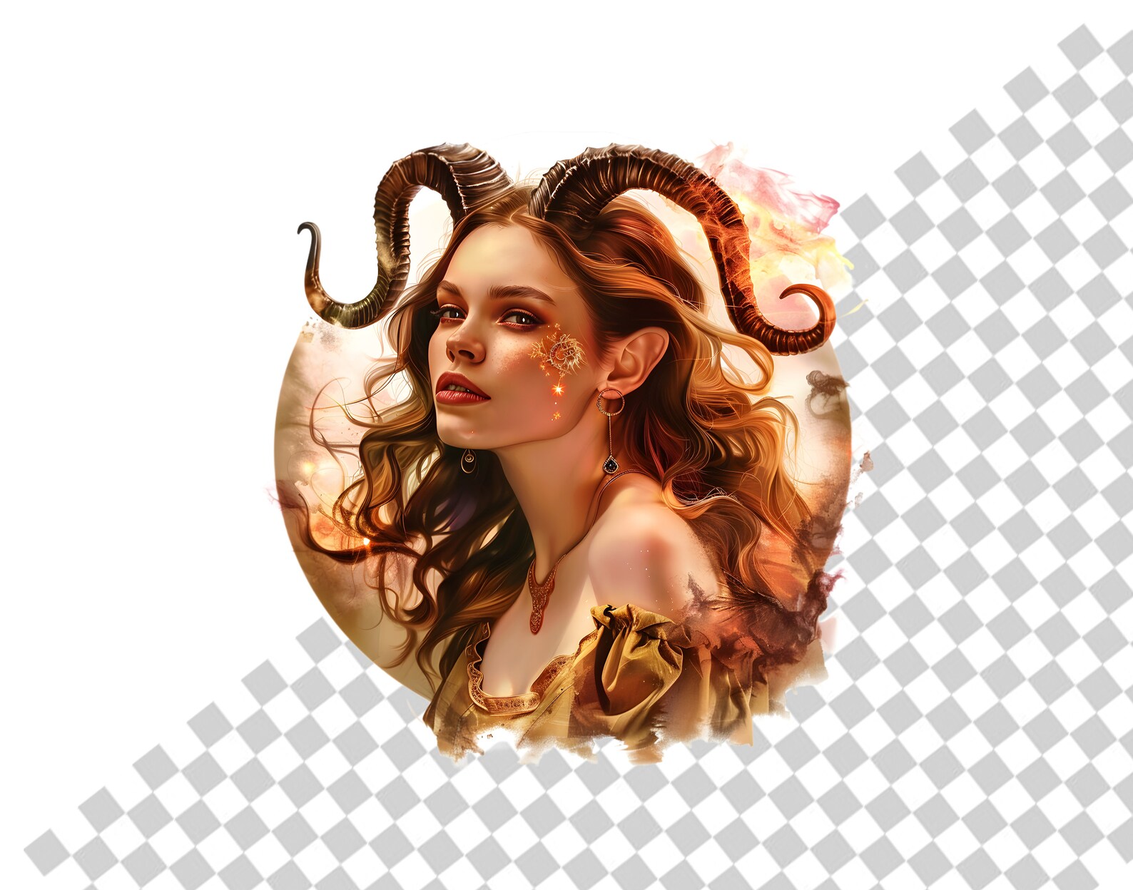 Zodiac Capricorn Bundle PNG Sublimation Horoscope Fantasy Black Woman Zodiac Celestial Star Sign ...