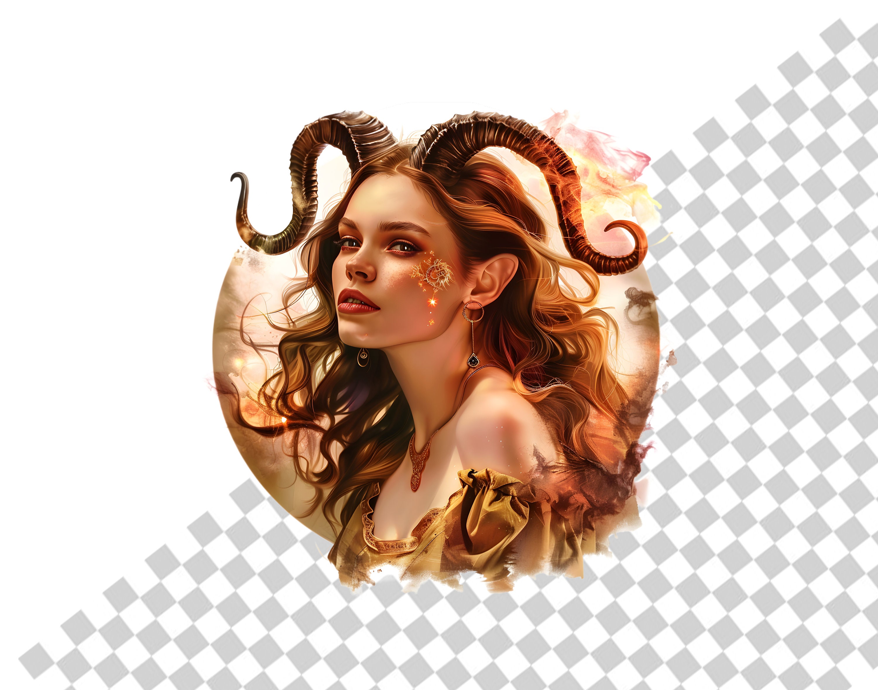 Zodiac Capricorn Bundle PNG Sublimation Horoscope Fantasy Black Woman Zodiac Celestial Star Sign ...