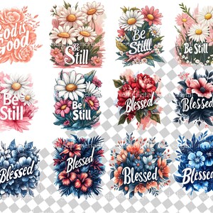 Floral Christian Bundle Clipart Religious Quote Png İmages for T-shirt ...