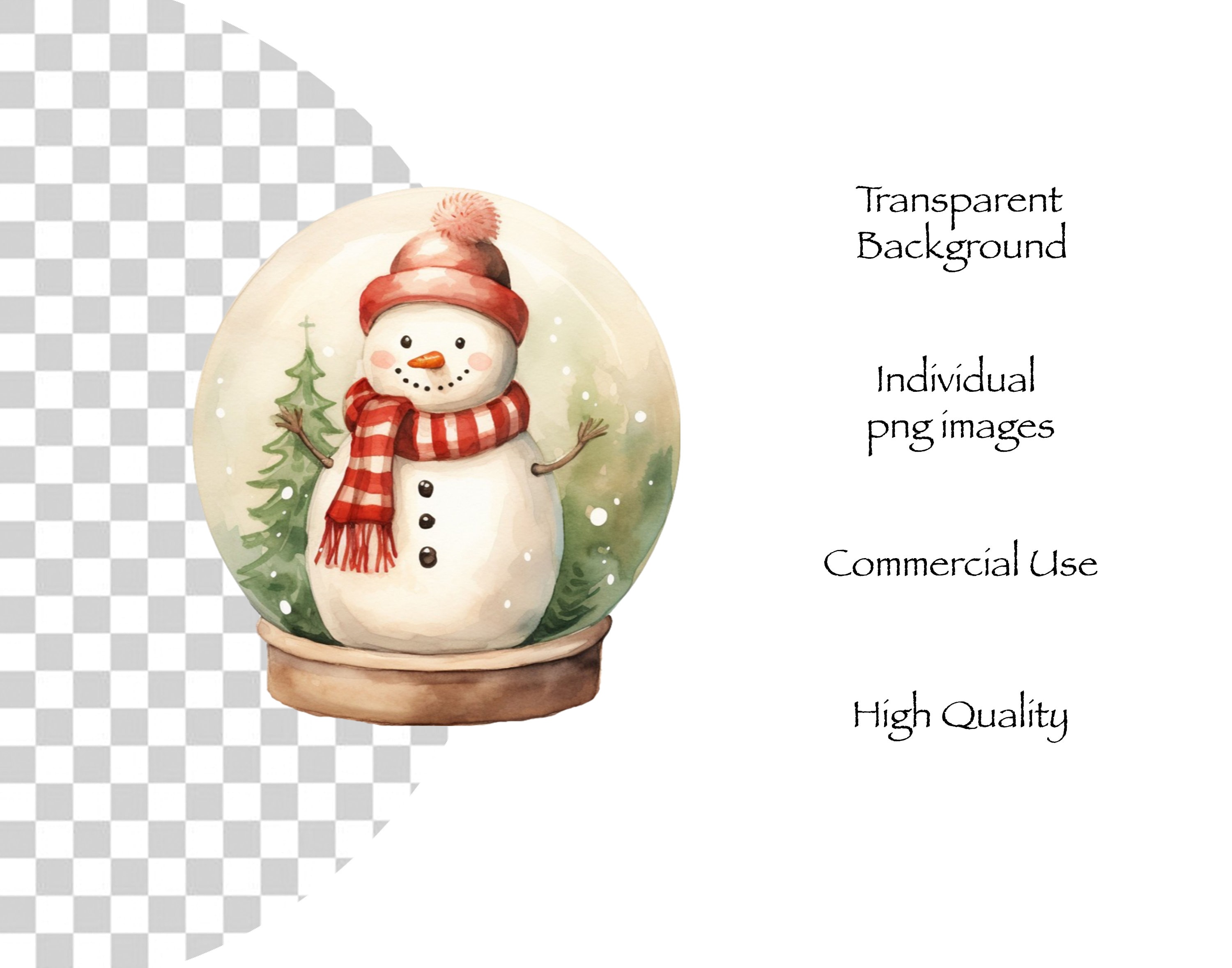 Watercolor Christmas Snow Globes Clipart Set (PNG, Digital Download) - Etsy