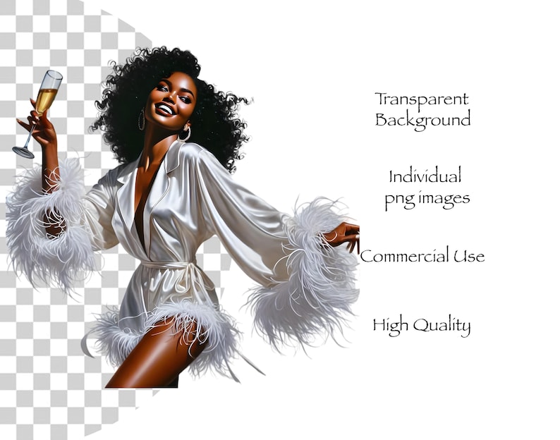 Watercolor Black Bride Clipart Bundle, Bachelorette Party (PNG, Digital ...