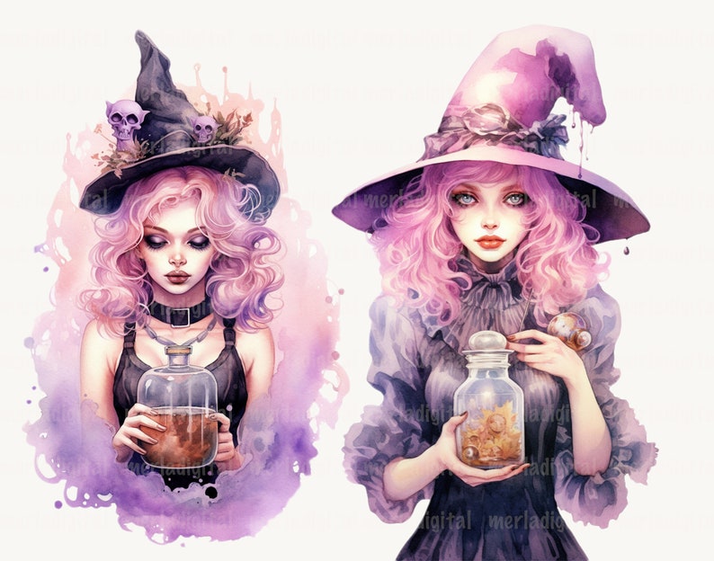 Halloween Witch Clipart Potion Magician Witch Clipart PNG - Etsy