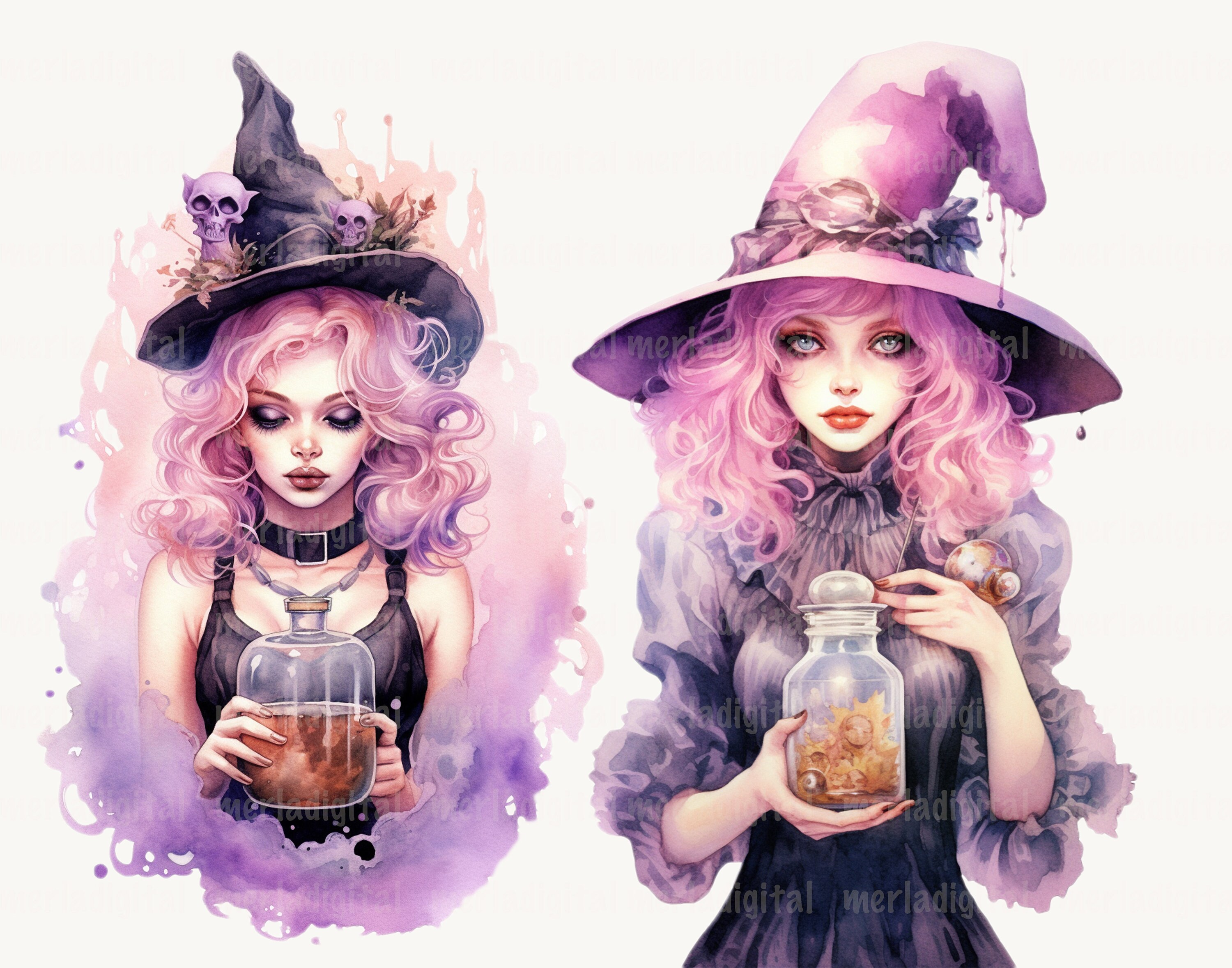 Halloween Witch Clipart Potion Magician Witch Clipart PNG - Etsy