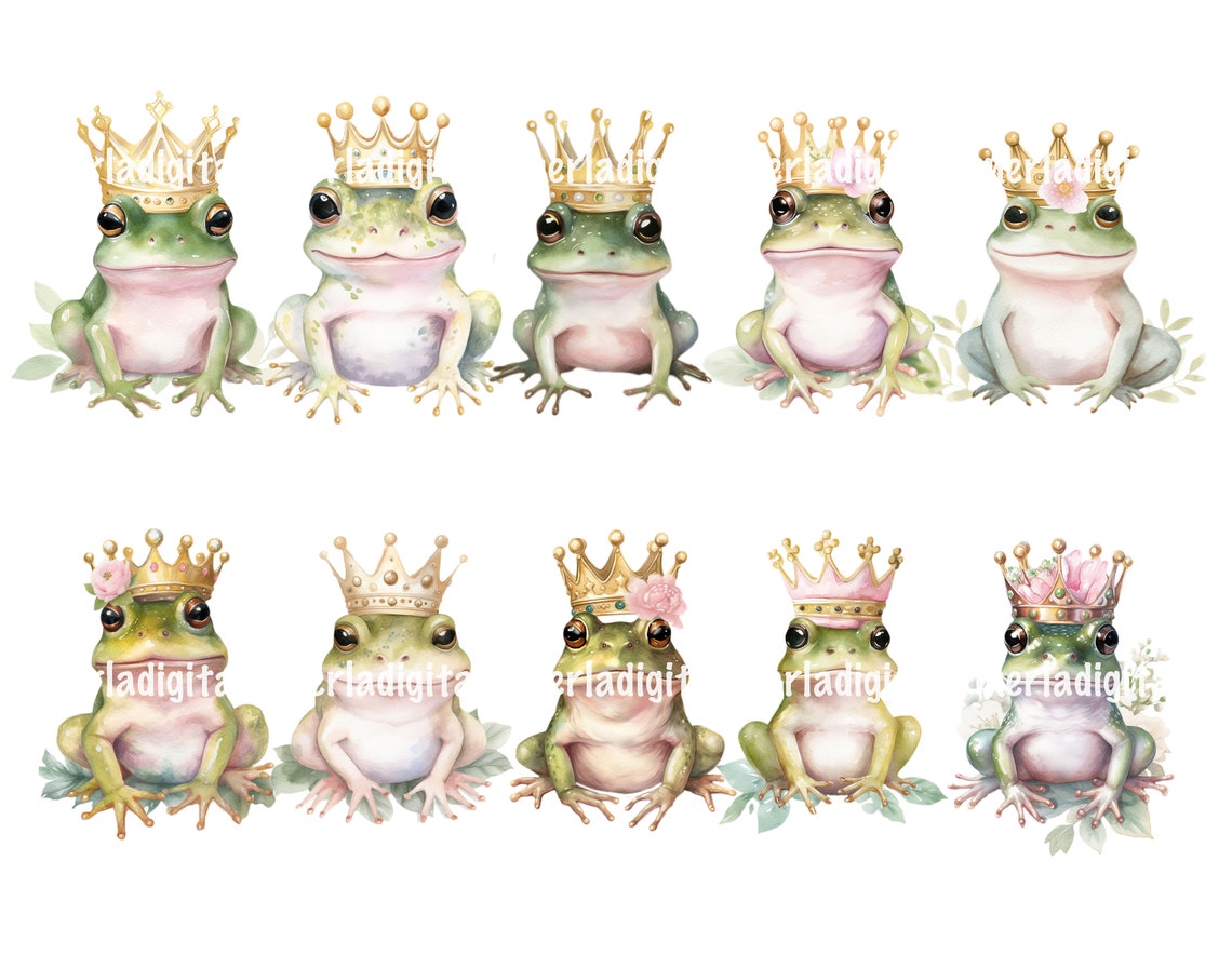 Prince Frog Clipart Floral Animal Png Image Princess and Frog Printable ...