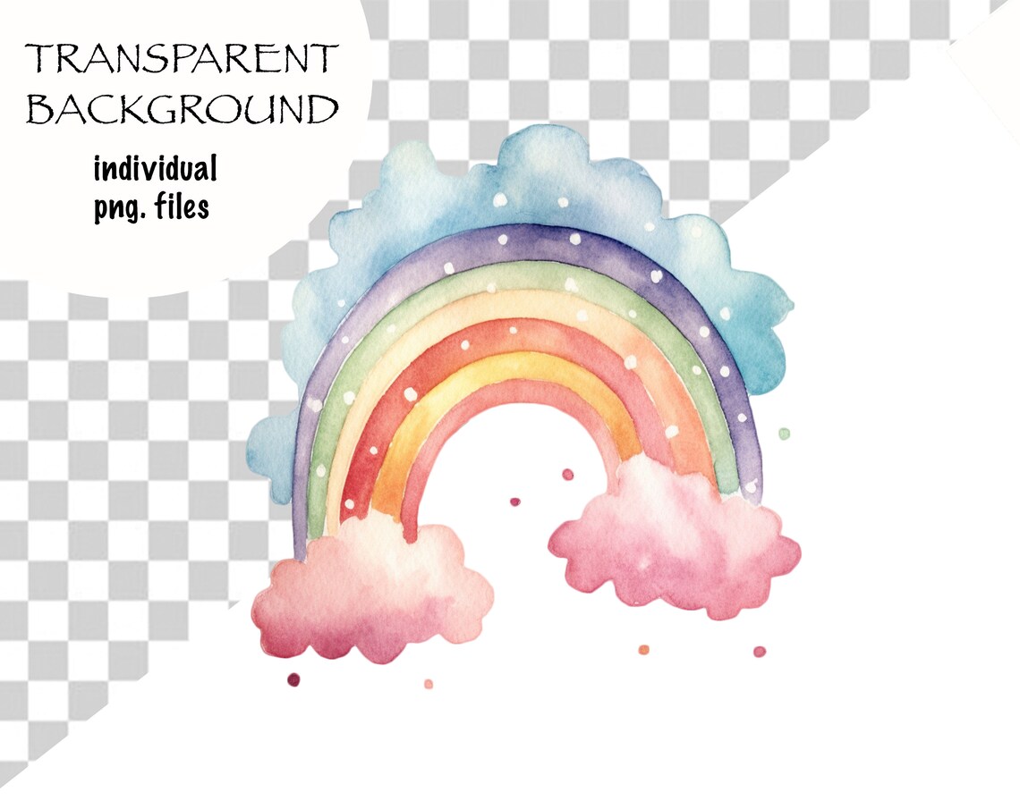 Watercolor Rainbows Clipart, Cute Nursery Watercolor Clip Art Png ...