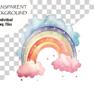 Watercolor Rainbows Clipart, Cute Nursery Watercolor Clip Art Png ...