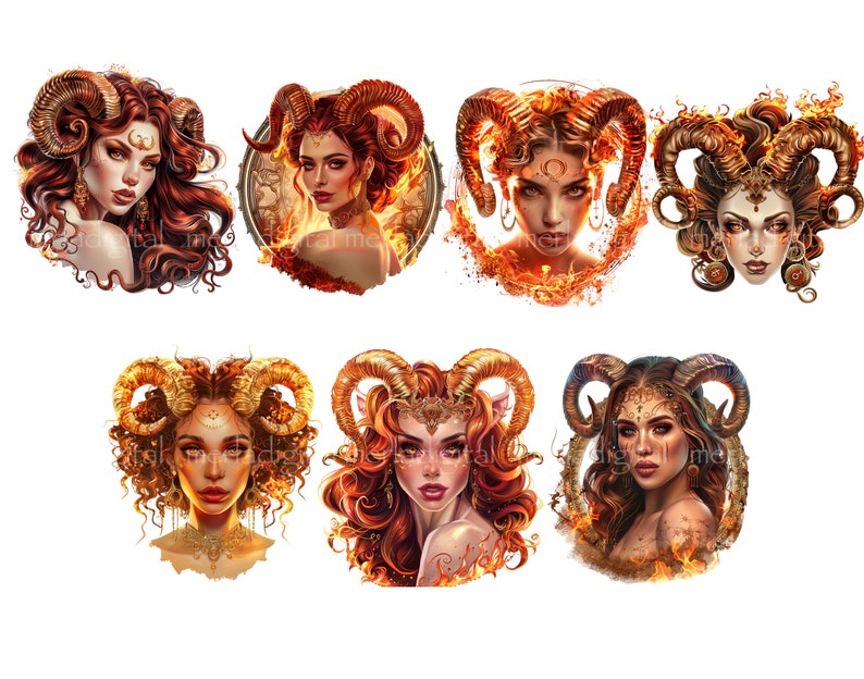 Aries Zodiac Goddess PNG Clipart – Ram Horn, Astrology Art (digital ...