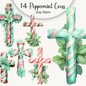 Watercolor Peppermint Cross Clipart Winter Holiday Christmas Clip Art ...