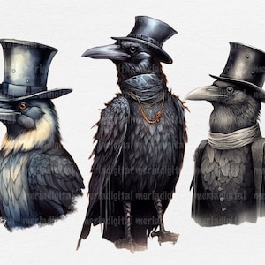 Halloween Magical Crow Watercolor Clipart, Halloween Raven Clipart Png ...