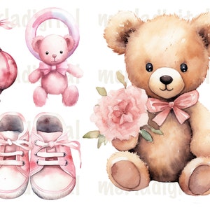 New Born Baby Girl Clipart Watercolor Pink Baby Nursery Clipart Baby ...