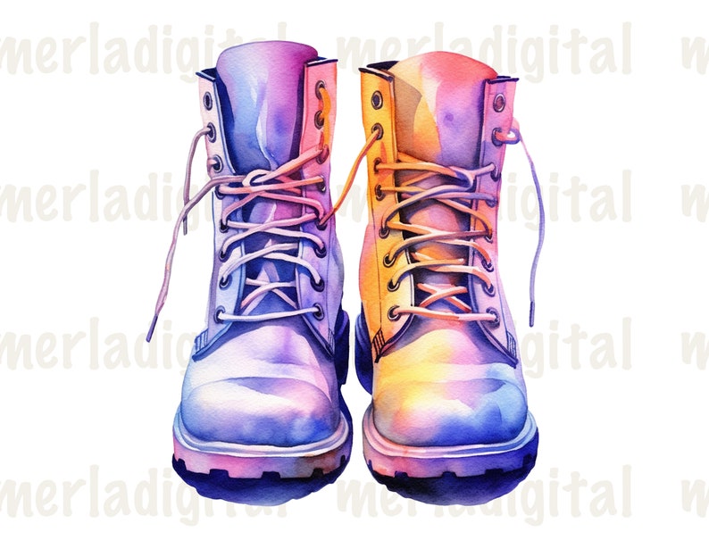 Watercolor Sneakers Clipart, Colorful Fashion Shoes (PNG, SVG, Digital ...