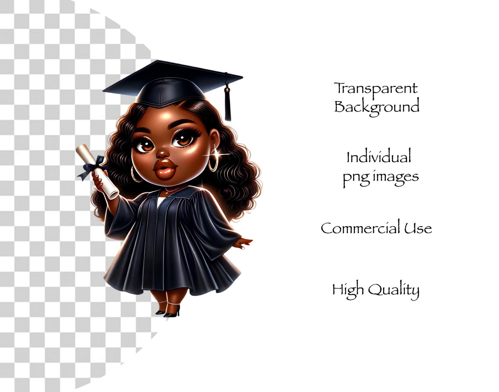 Graduation Black Girl Clipart Chibi Graduation Png Black Graduation ...