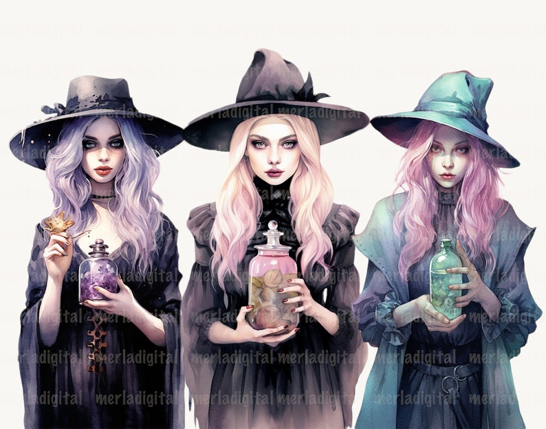 Halloween Witch Clipart Potion Magician Witch Clipart PNG - Etsy