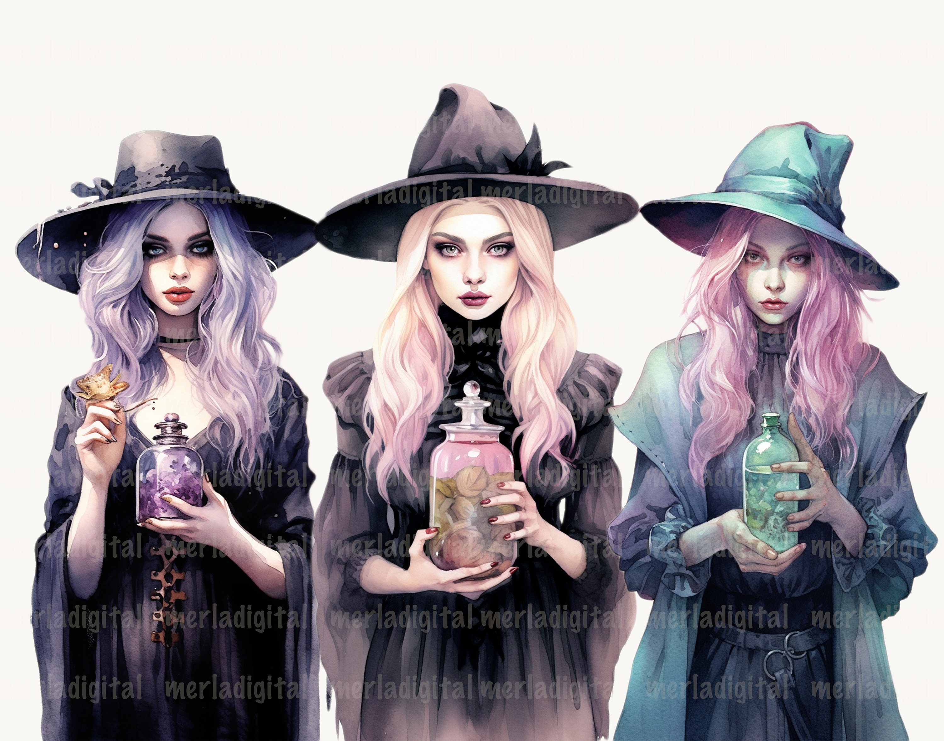Halloween Witch Clipart Potion Magician Witch Clipart PNG - Etsy