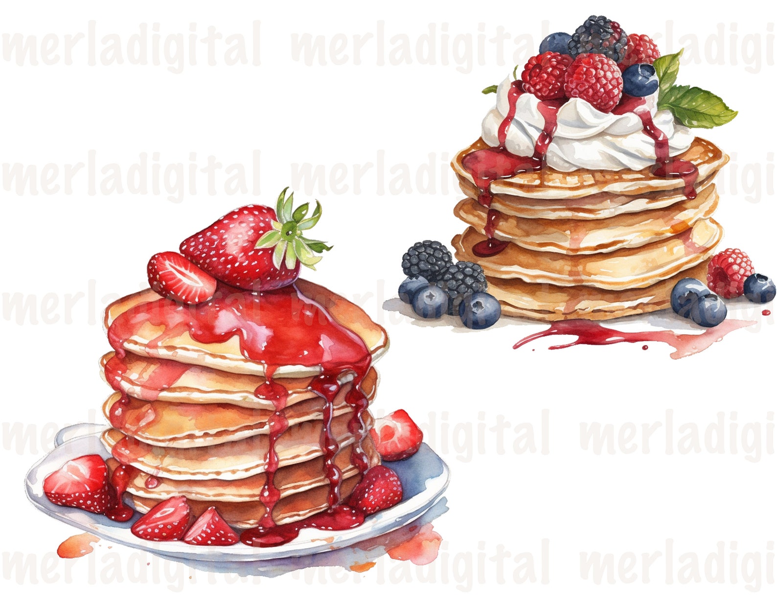 Watercolor Pancake Clipart Breakfast Cute Png Clipart Fruits Chocolate ...