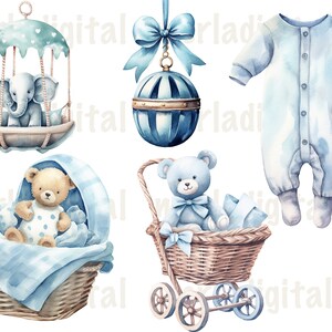 New Born Baby Boy Clipart Watercolor Blue Baby Nursery Clipart Baby ...
