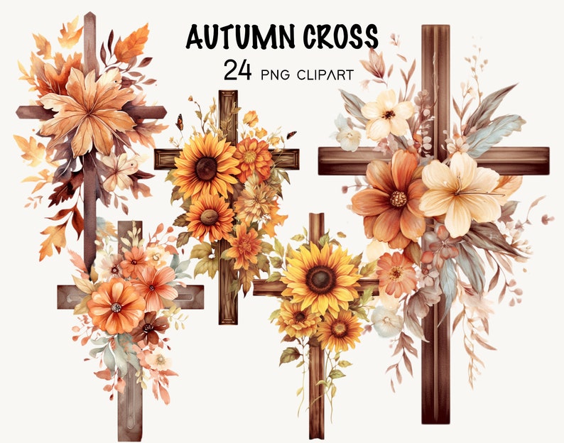 Autumn Christian Cross Clipart Christian PNG Fall Jesus Religious PNG ...