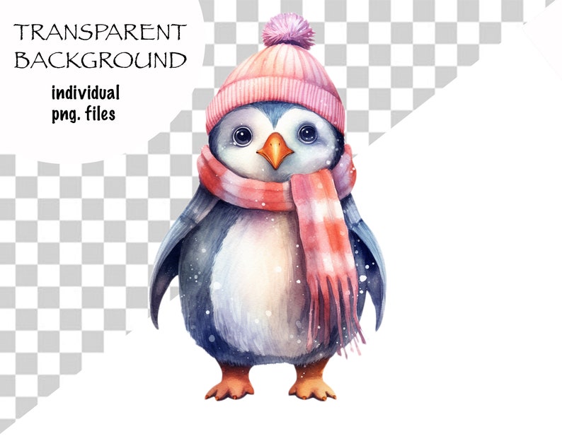 Cute Penguin Clipart, Watercolor Penguin Illustration, Winter Clipart ...