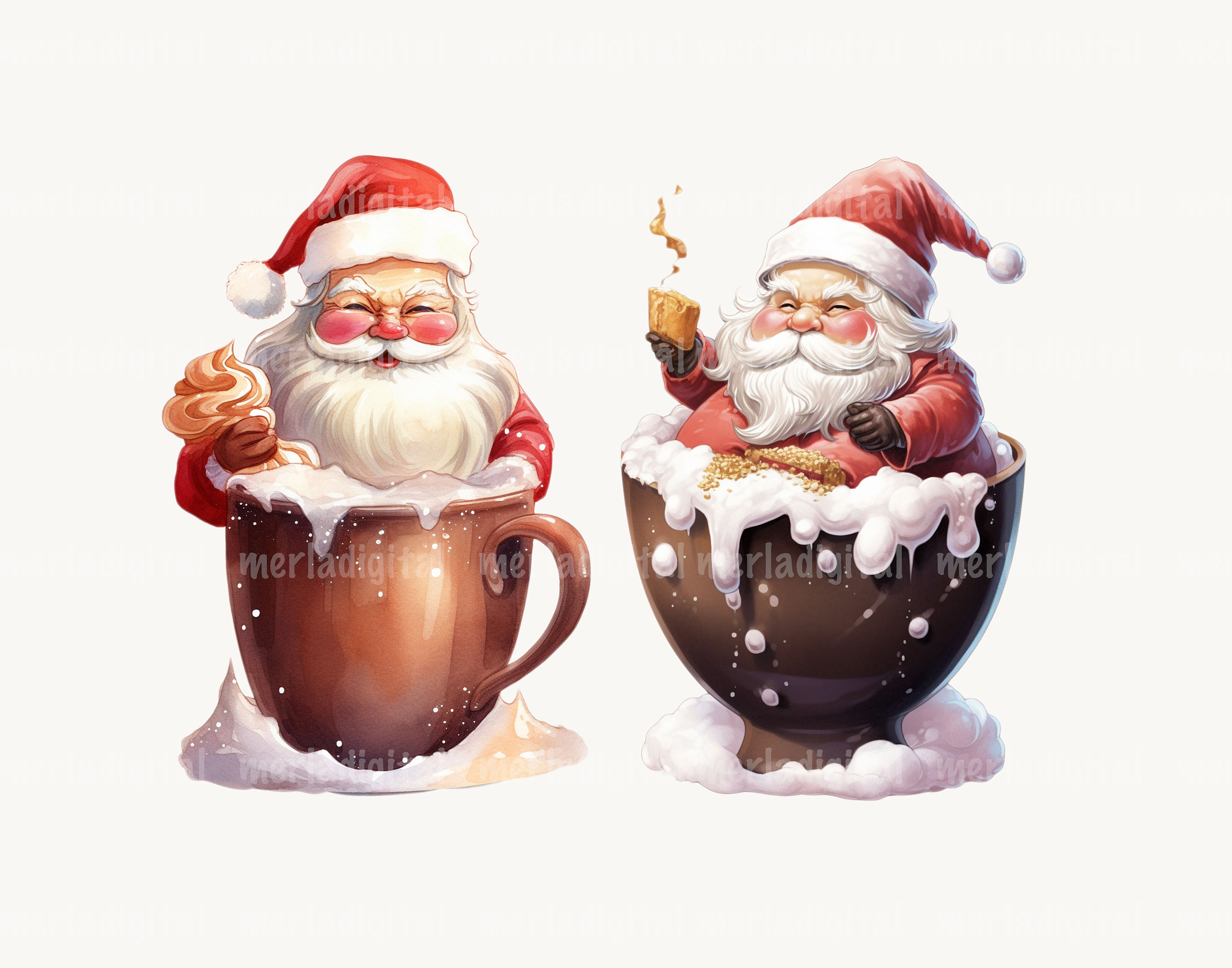 Watercolor Hot Chocolate Clipart Santa Claus Christmas Hot Cocoa ...