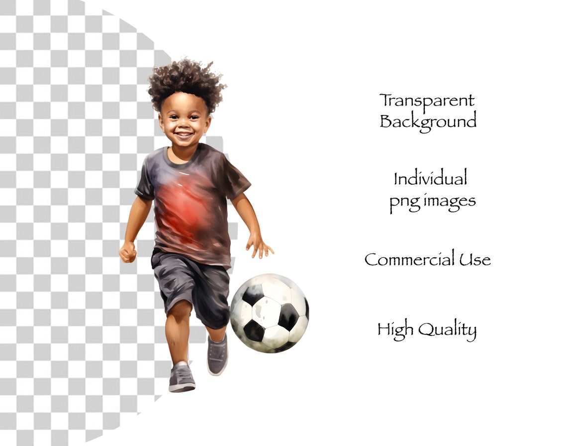 Soccer Kids Clipart Watercolor Football Kids Png Clipart Sports ...