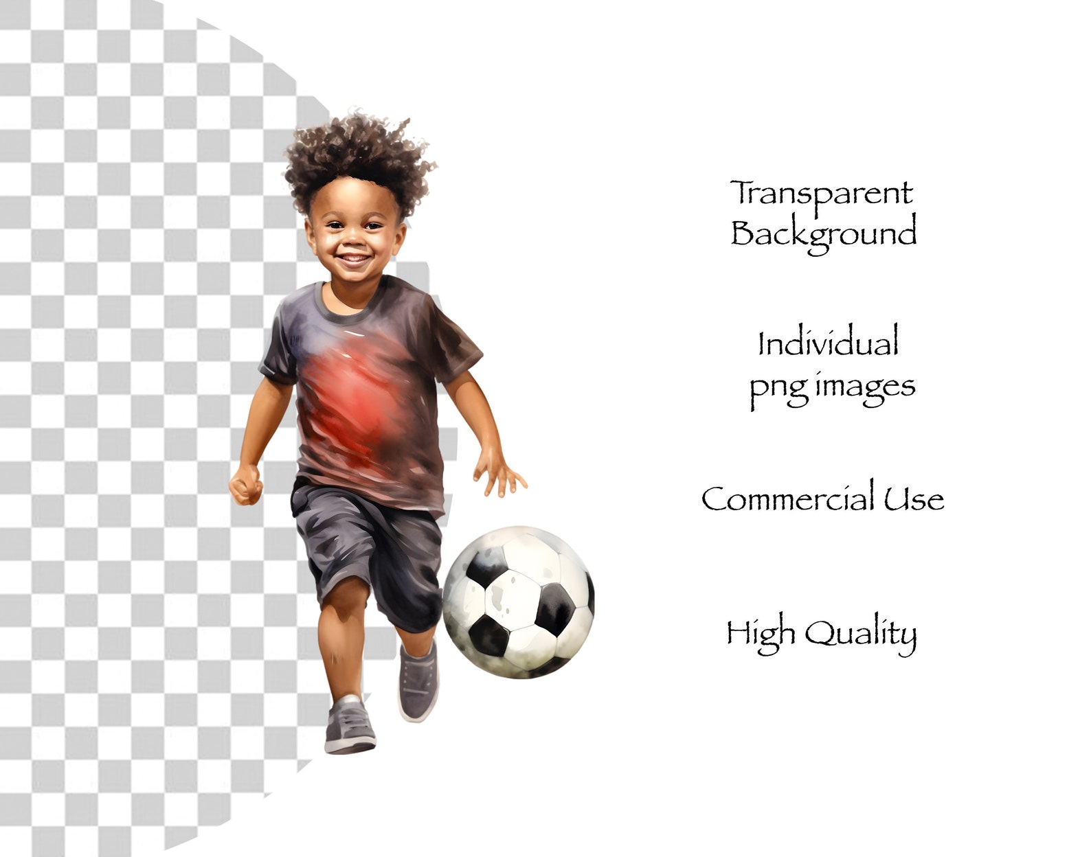 Soccer Kids Clipart Watercolor Football Kids Png Clipart Sports ...