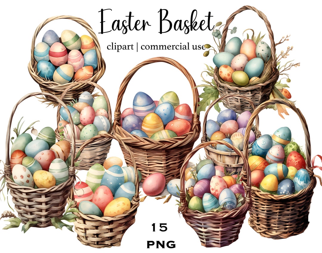 Watercolor Easter Eggs Clipart Basket Eggs Easter Png Painted Easter ...