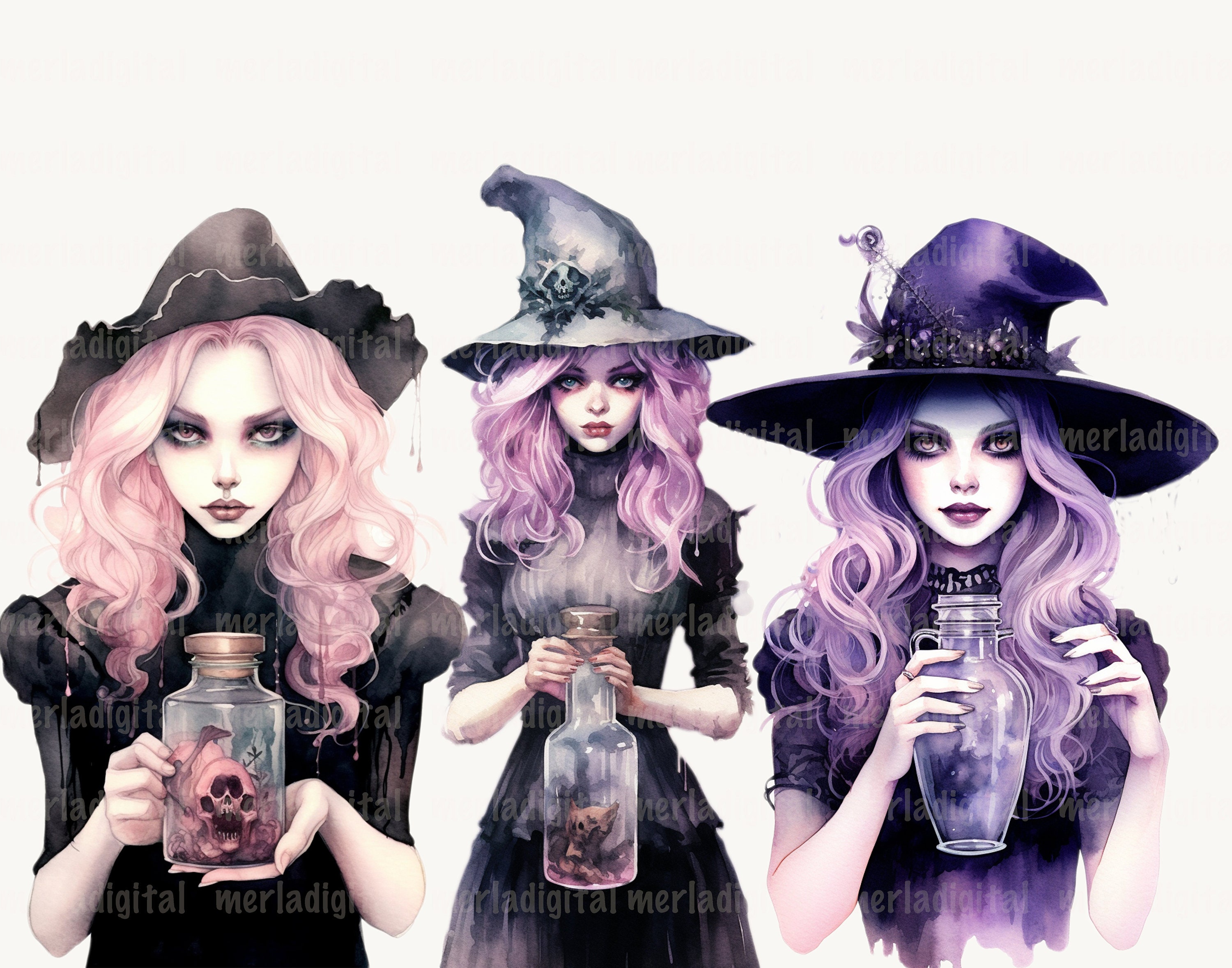 Halloween Witch Clipart Potion Magician Witch Clipart PNG - Etsy