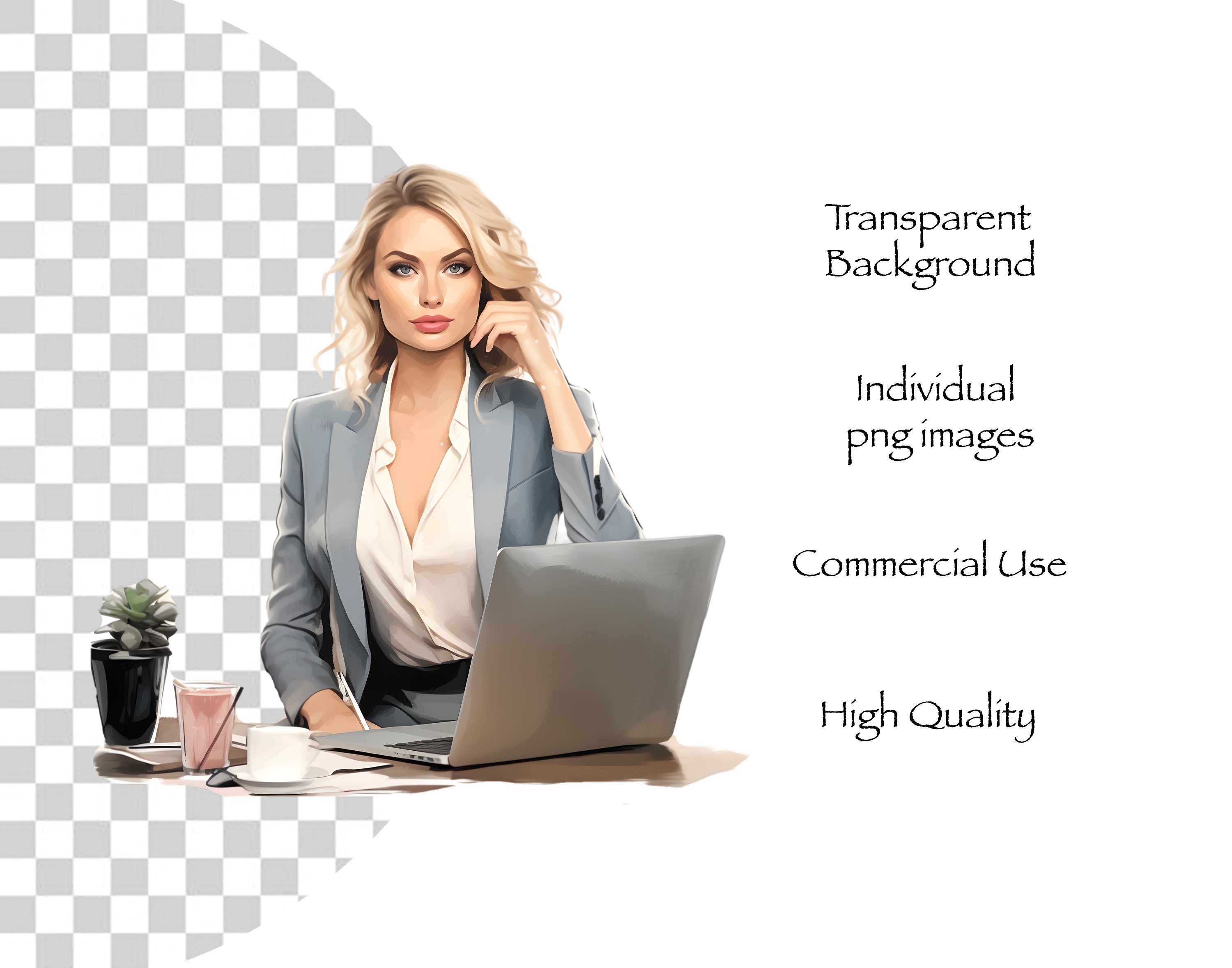 Office Lady Watercolor Clipart Bundle Boss Girl Transparent PNG Digital ...