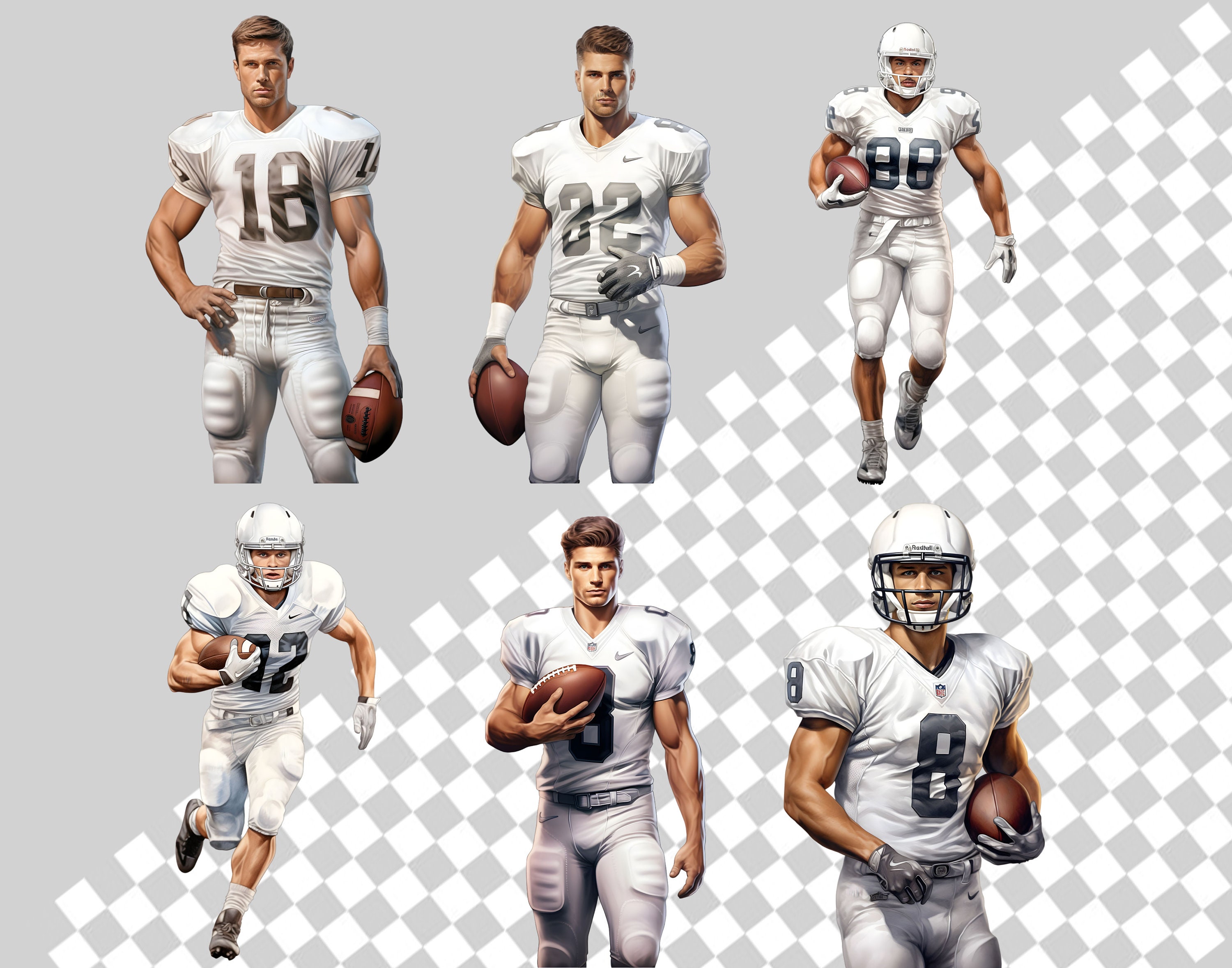 Watercolor Football Clipart American Football Men in Uniform Football ...