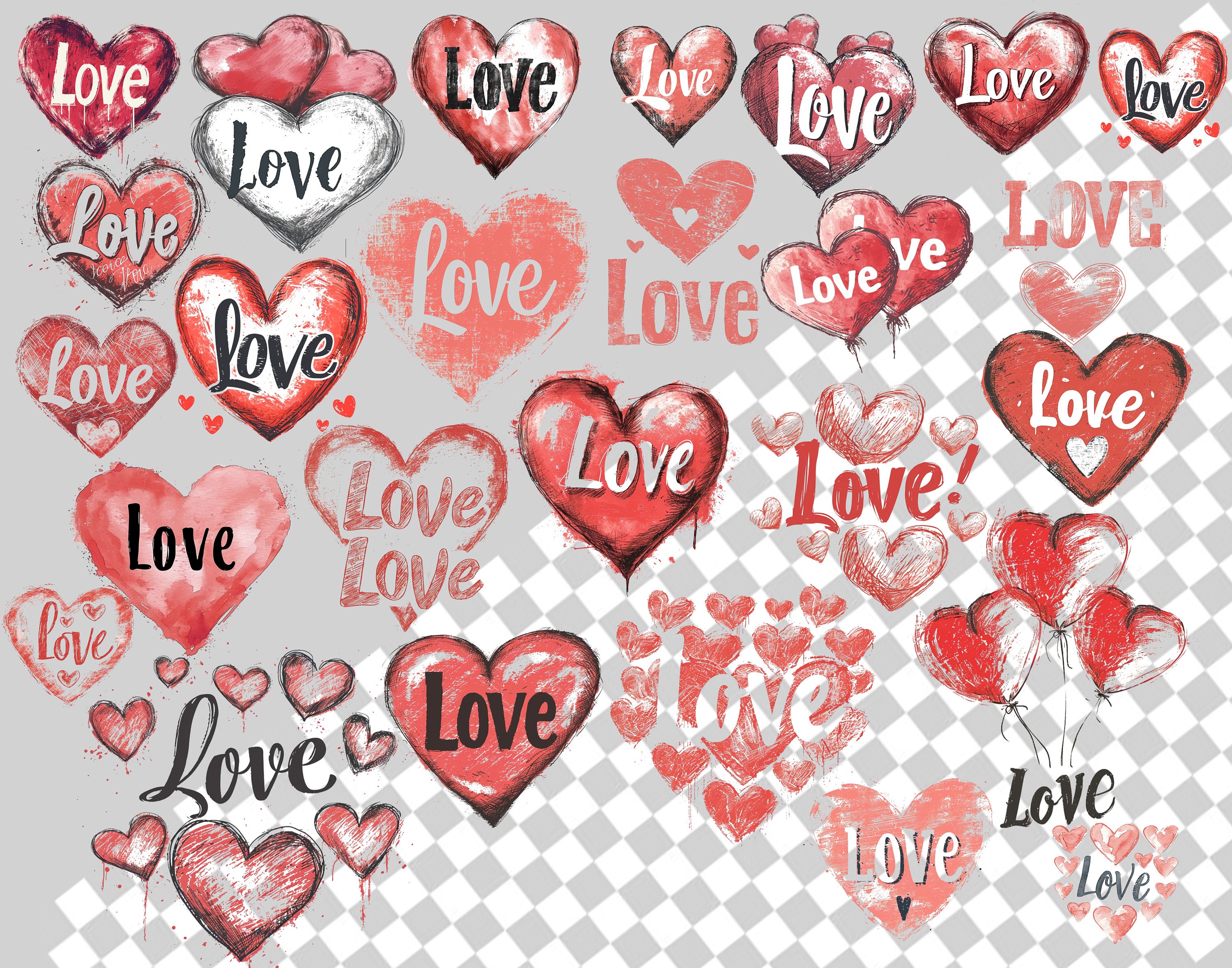 Watercolor Heart Clipart Love Png Valentine Cute Heart Illustrations ...