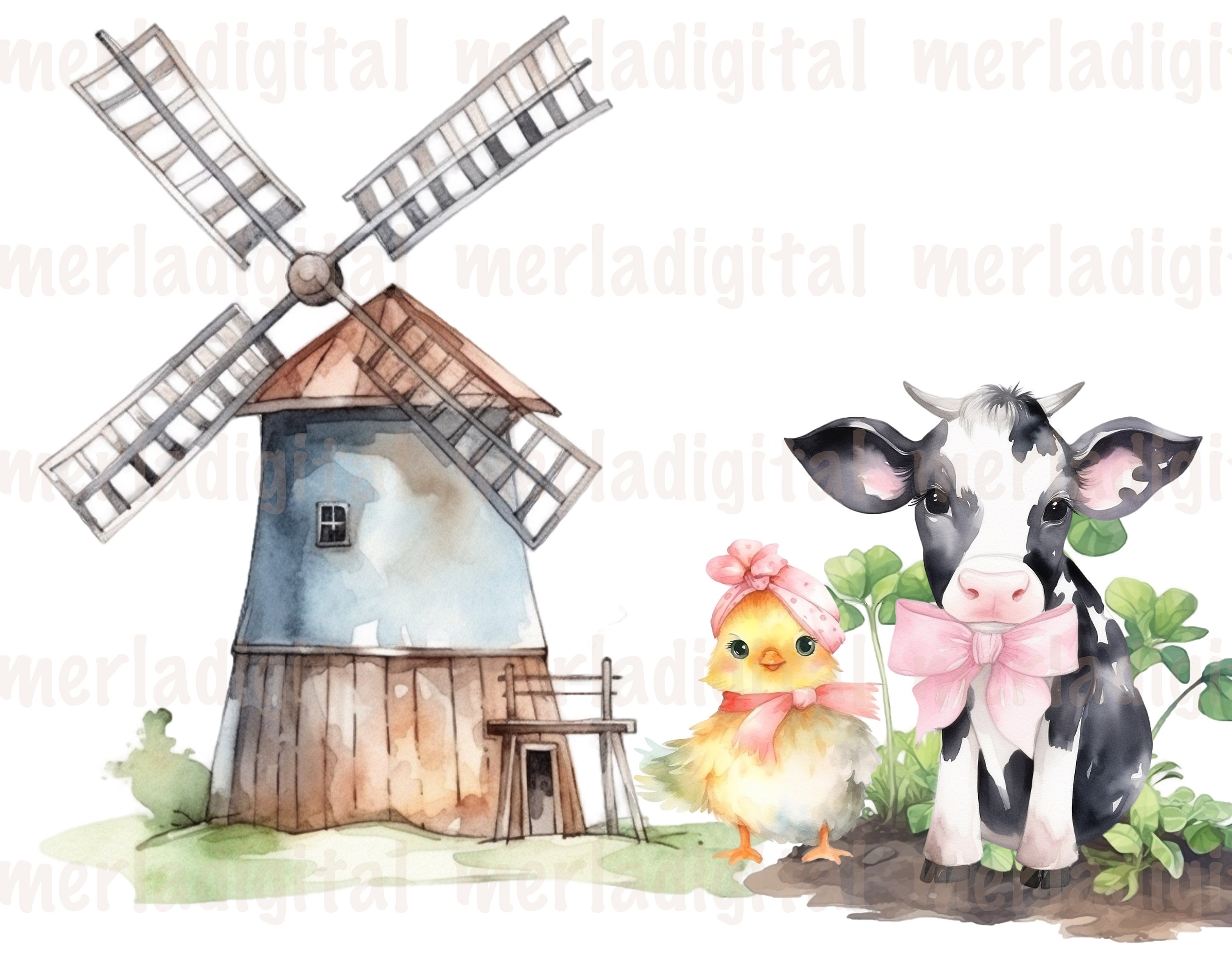 Farm Animals Clipart, Watercolor Cute Farm Clip Art, Girly Nursery ...