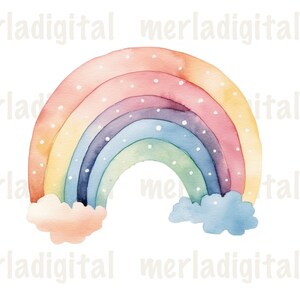 Watercolor Rainbows Clipart, Cute Nursery Watercolor Clip Art Png ...