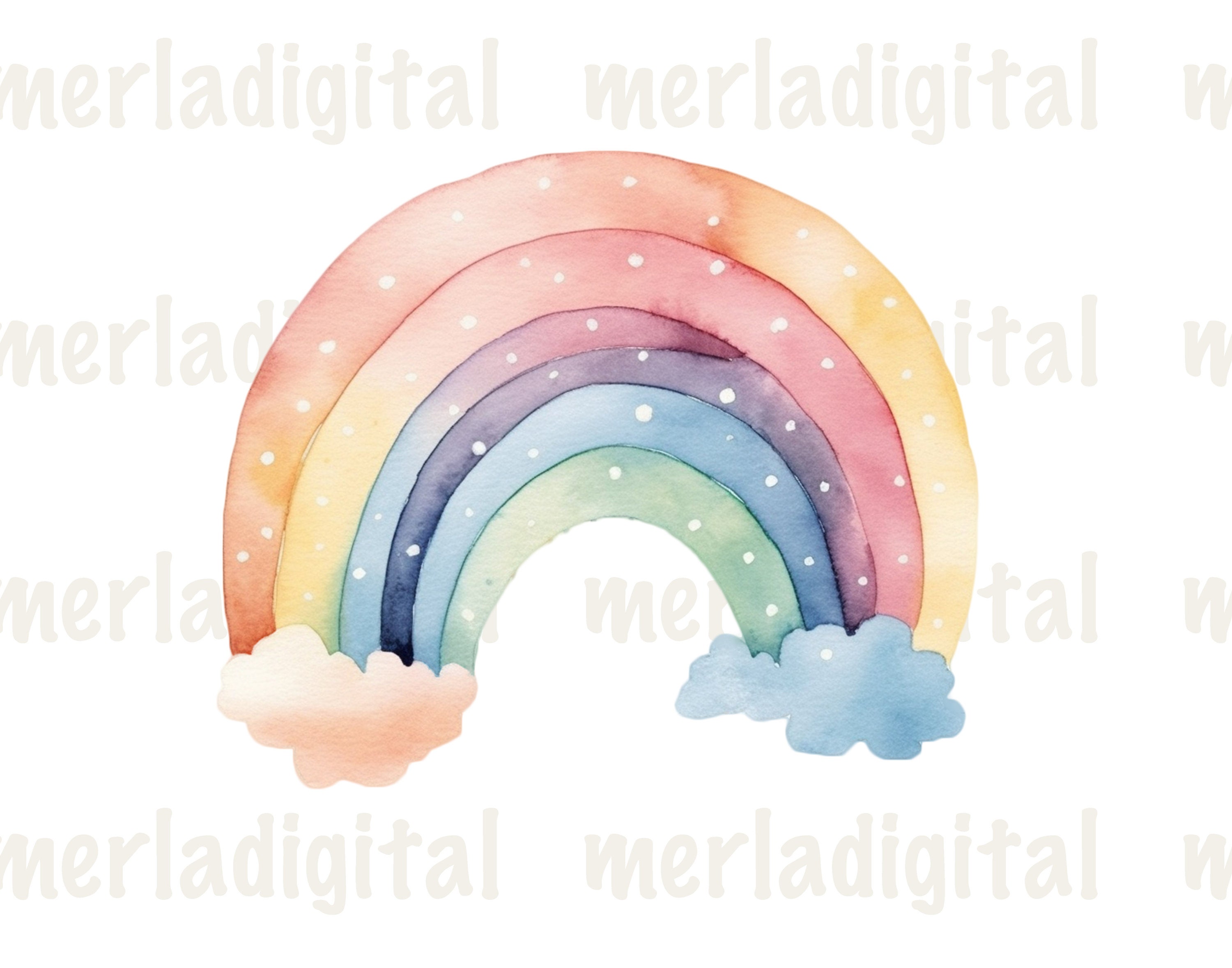 Watercolor Rainbows Clipart, Cute Nursery Watercolor Clip Art Png ...
