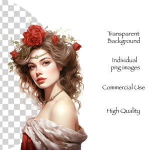 Flower Girls Watercolor Clipart Bundle Red Rose Valentine Clipart PNG ...
