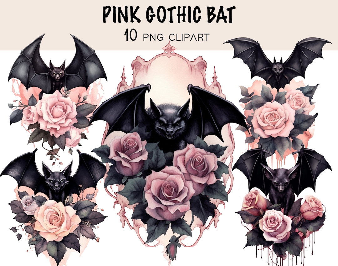 Watercolor Gothic Bat Halloween Clipart Dark Fantasy Watercolor Bat ...