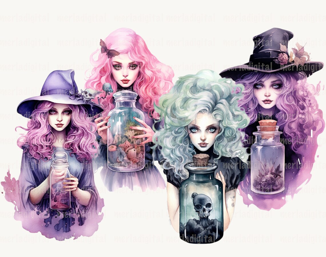 Halloween Witch Clipart Potion Magician Witch Clipart PNG - Etsy