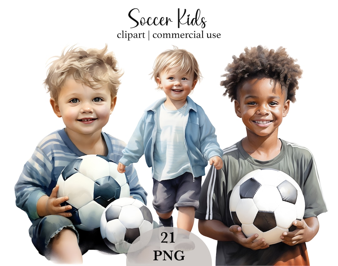 Soccer Kids Clipart Watercolor Football Kids Png Clipart Sports ...