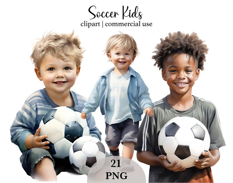 Soccer Kids Clipart Watercolor Football Kids Png Clipart Sports ...