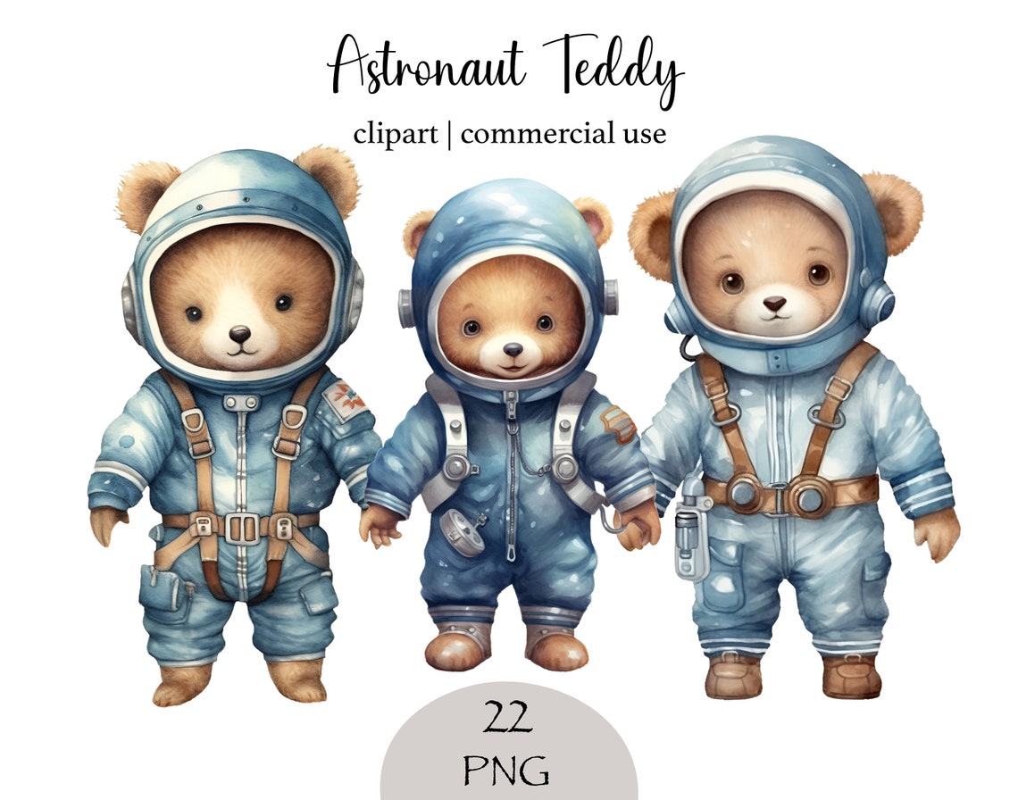 Space Watercolor Clipart Astronaut Blue Baby Boy Nursery Clipart ...
