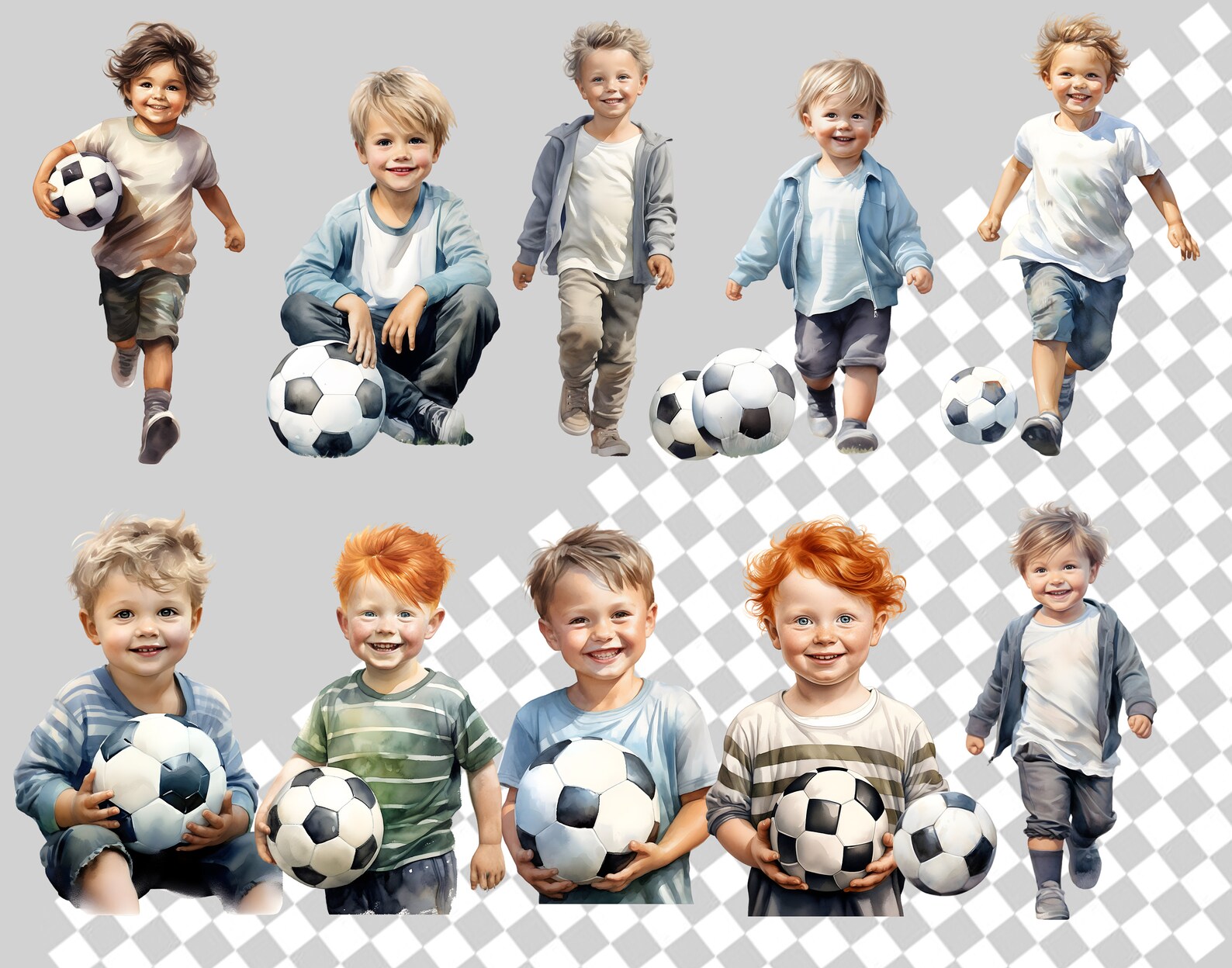 Soccer Kids Clipart Watercolor Football Kids Png Clipart Sports ...