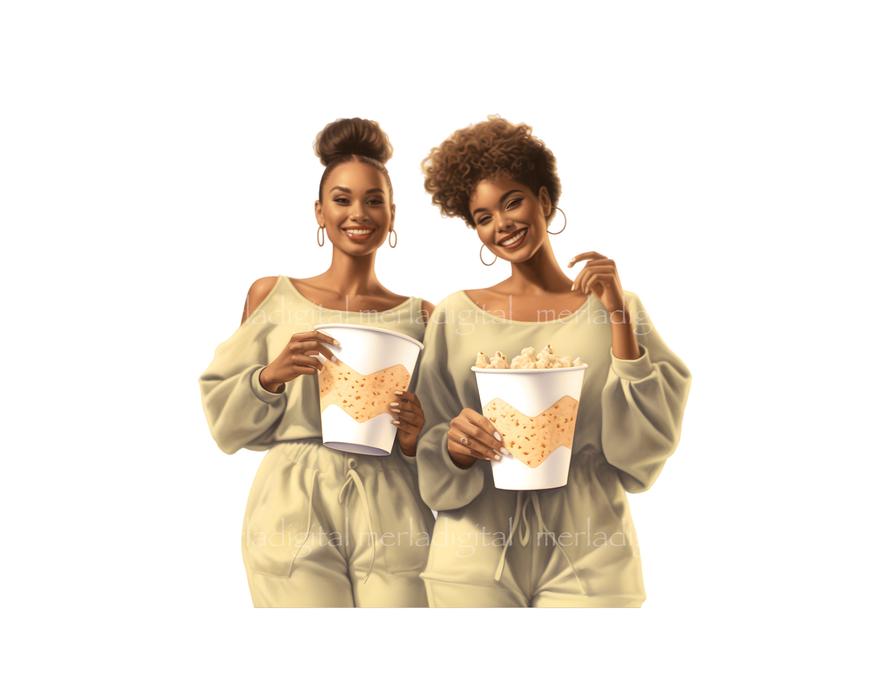 Girls Movie Night Clipart Black Girl Friends Png Cinema Clipart Movie ...