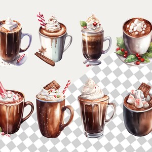 Christmas Clipart Hot Chocolate PNG Bundle Watercolor Christmas Sweets ...