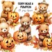 Autumn Watercolor Bear Pumpkin Clipart, Fall Animal Png, Kids Fall ...