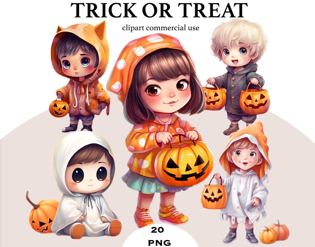 Halloween Kids Clipart PNG | Costume Characters Bundle (digital ...