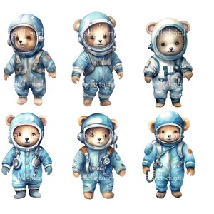 Space Watercolor Clipart Astronaut Blue Baby Boy Nursery Clipart ...