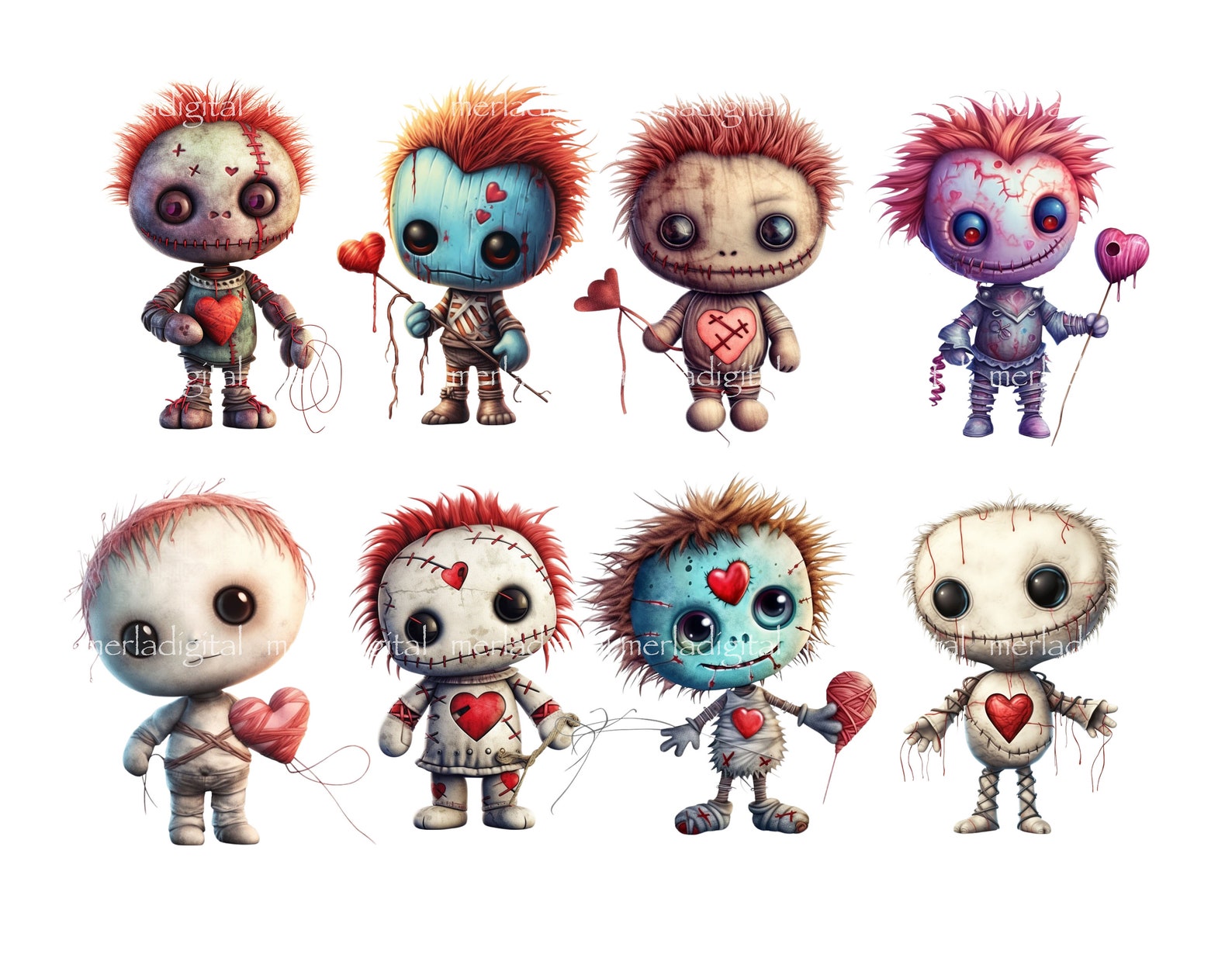 Voodoo Dolls Clipart Red Heart Witchcraft Clipart Png Gothic Valentine ...