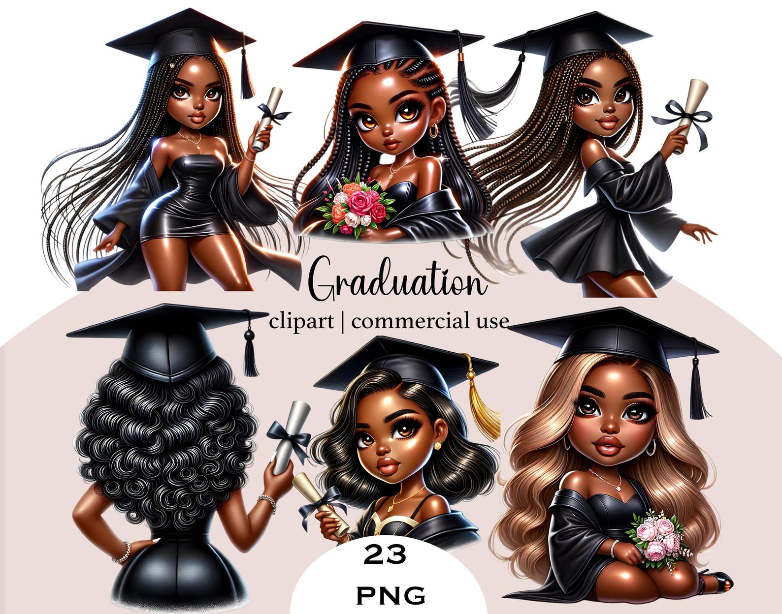 Graduation Black Girl Clipart Chibi Graduation Png Black Graduation ...